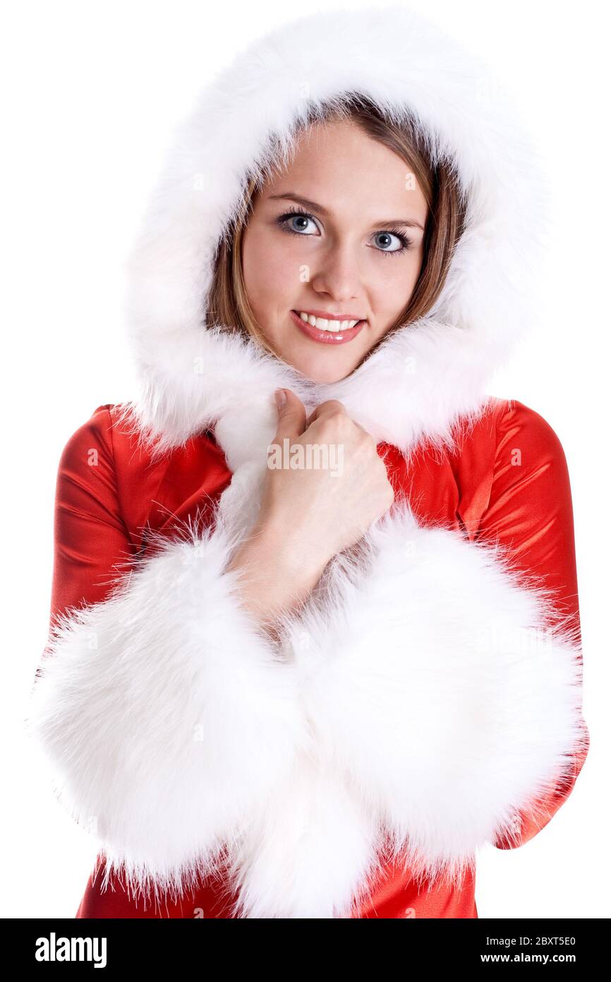 beautiful woman wearing santa claus clothes Stock Photo - Alamy