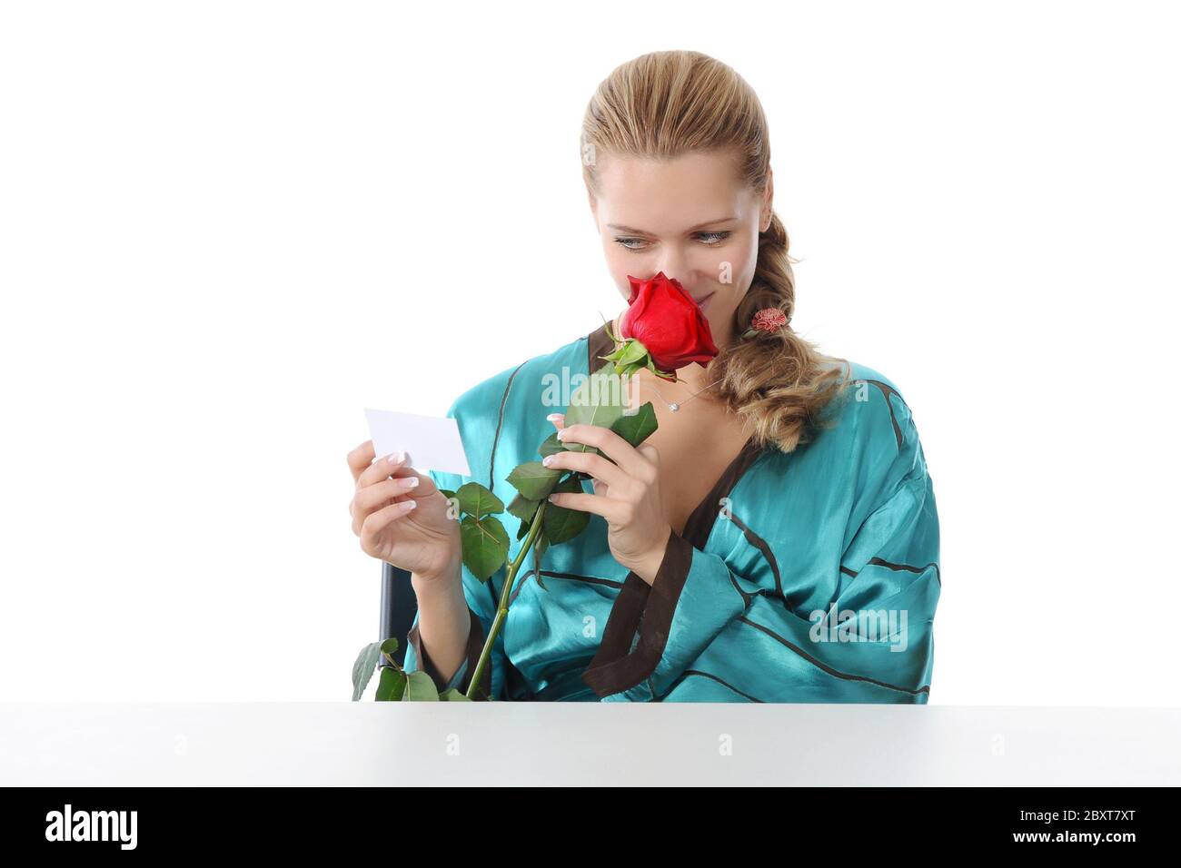 girl reading a love note Stock Photo - Alamy