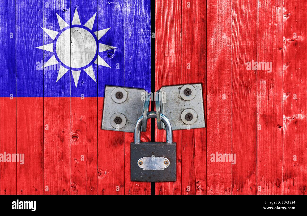 Taiwan flag on door with padlock Stock Photo - Alamy