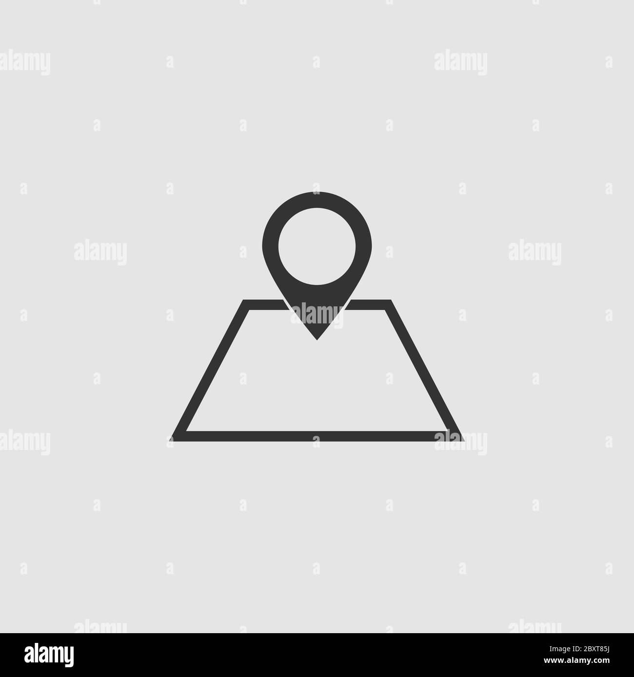 Pin on the map icon flat. Black pictogram on grey background. Vector ...