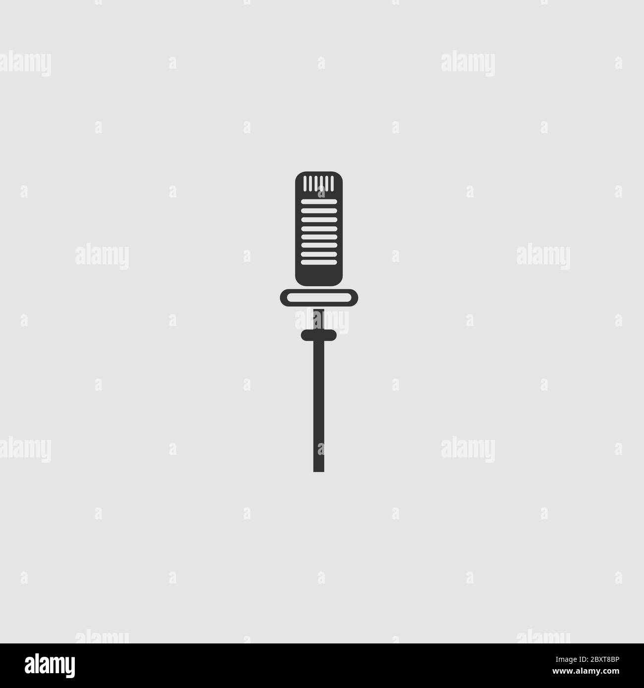 Sound recording equipment icon flat. Black pictogram on grey background ...