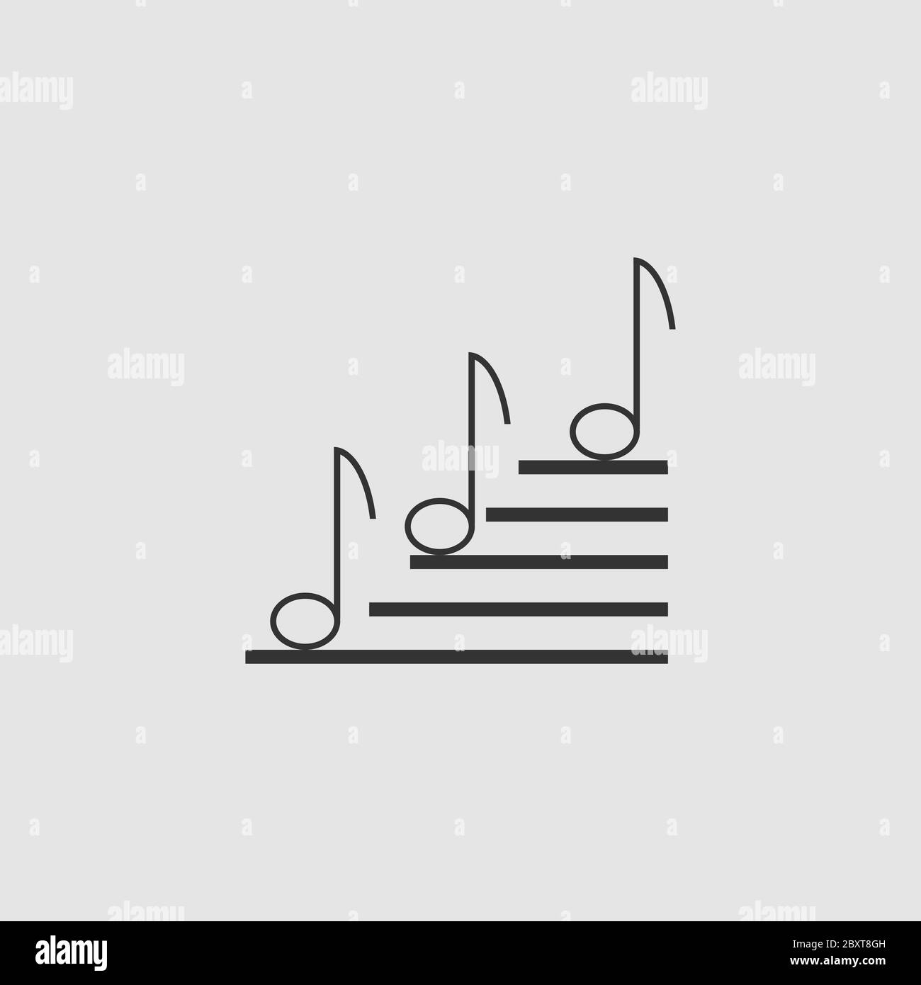 Music notes icon flat. Black pictogram on grey background. Vector ...