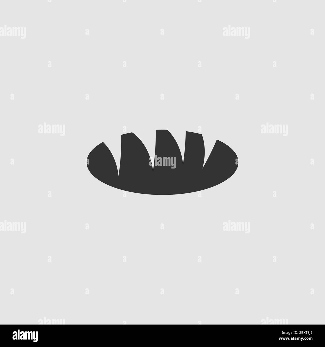 Bread icon flat. Black pictogram on grey background. Vector ...