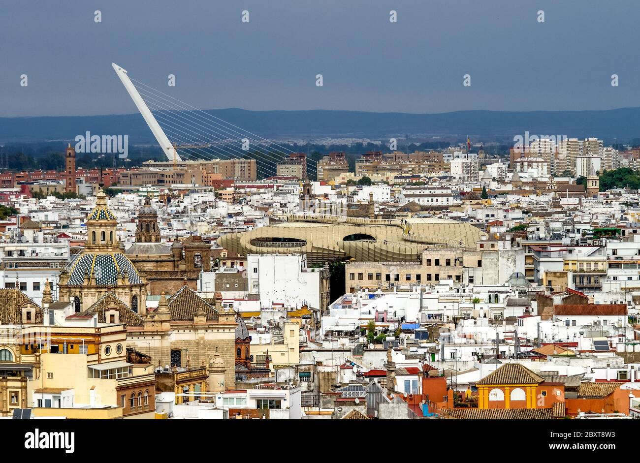 Beautiful Seville city centre and its landmarks, Andalusia, Spain Stock ...