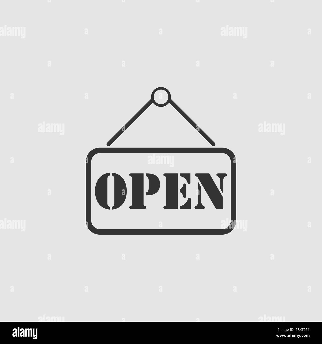 Open plate icon flat. Black pictogram on grey background. Vector illustration symbol Stock ...