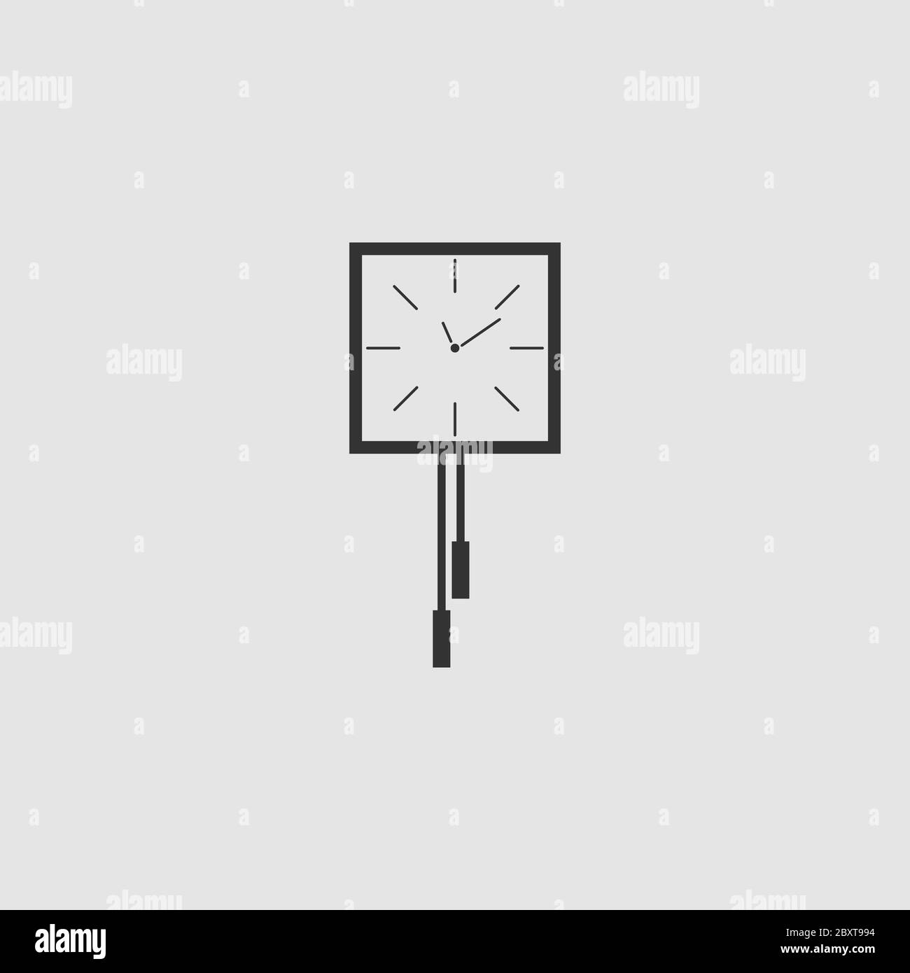 Wall clocks icon flat. Black pictogram on grey background. Vector ...