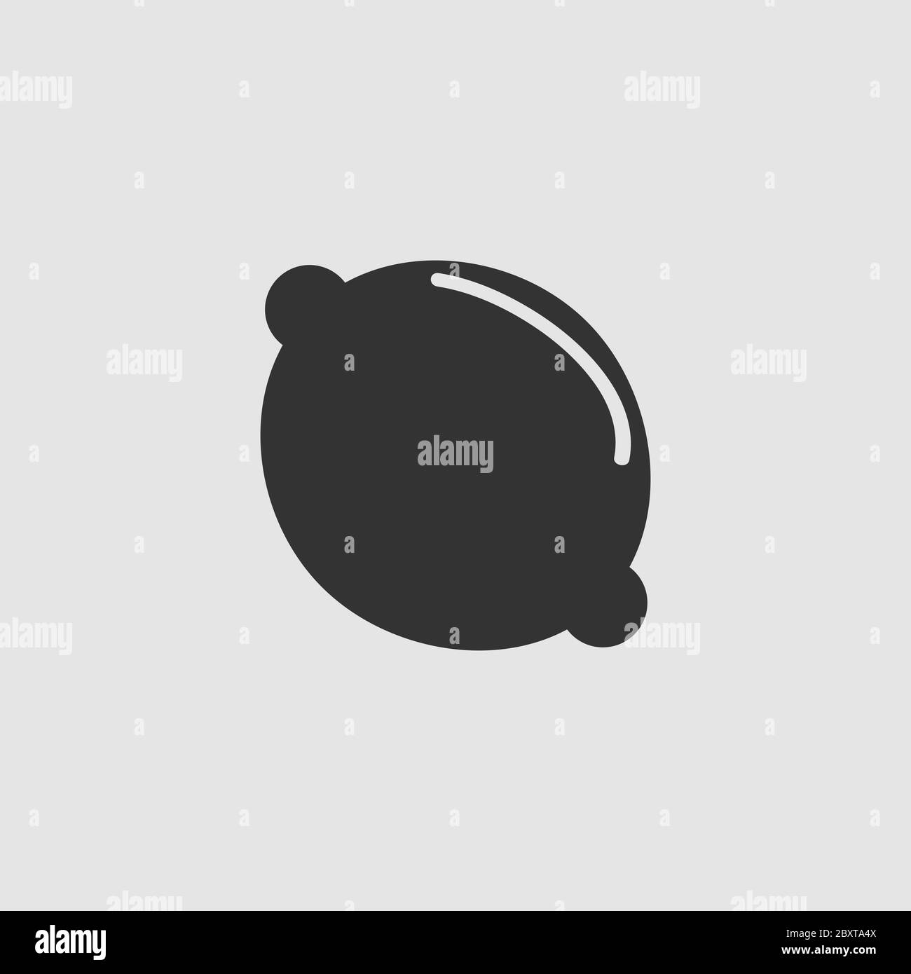 Lemon icon flat. Black pictogram on grey background. Vector ...