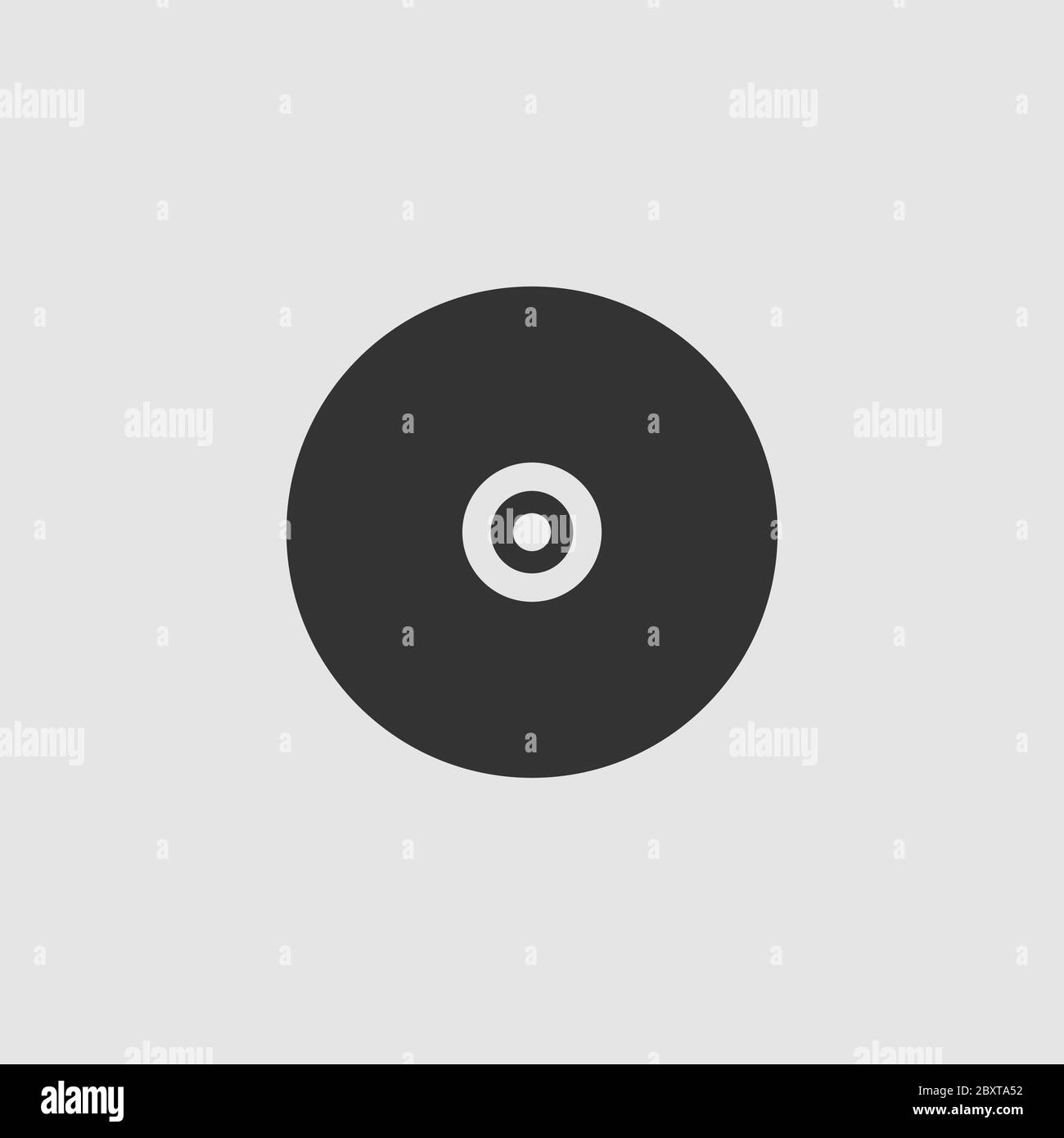 Vinyl record icon flat. Black pictogram on grey background. Vector ...
