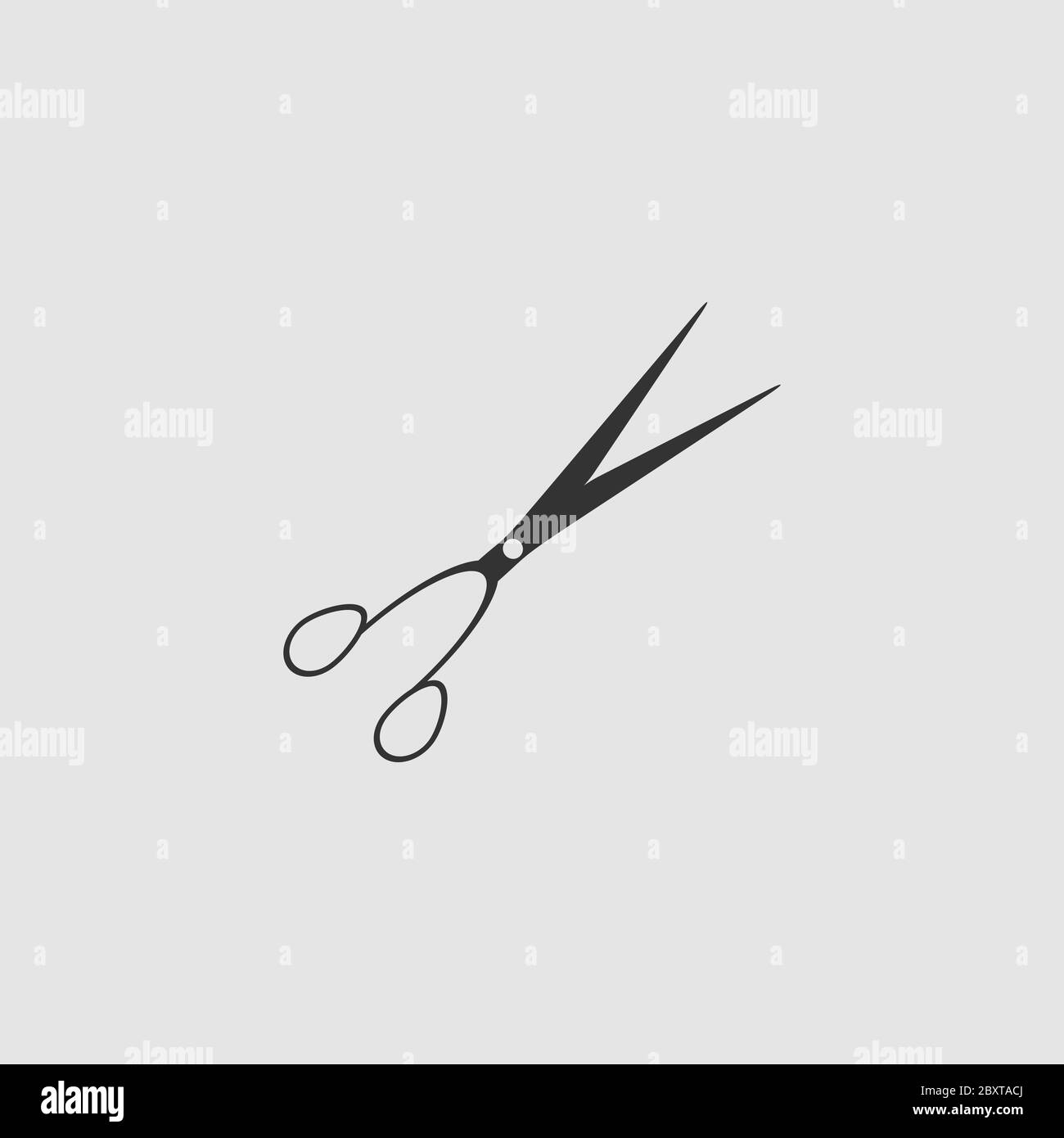 Barber scissors icon flat. Black pictogram on grey background. Vector ...