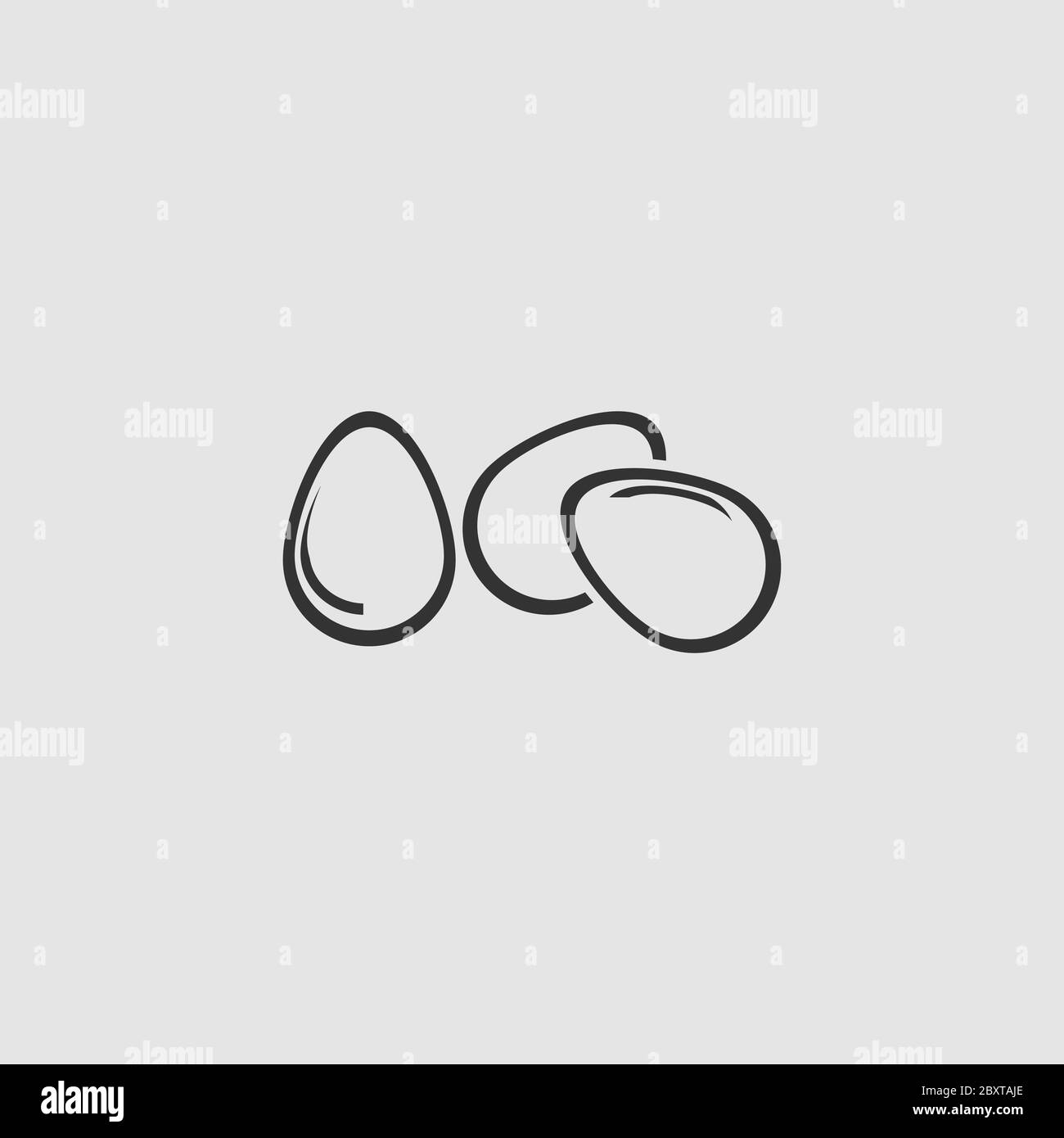 Egg icon flat. Black pictogram on grey background. Vector illustration ...