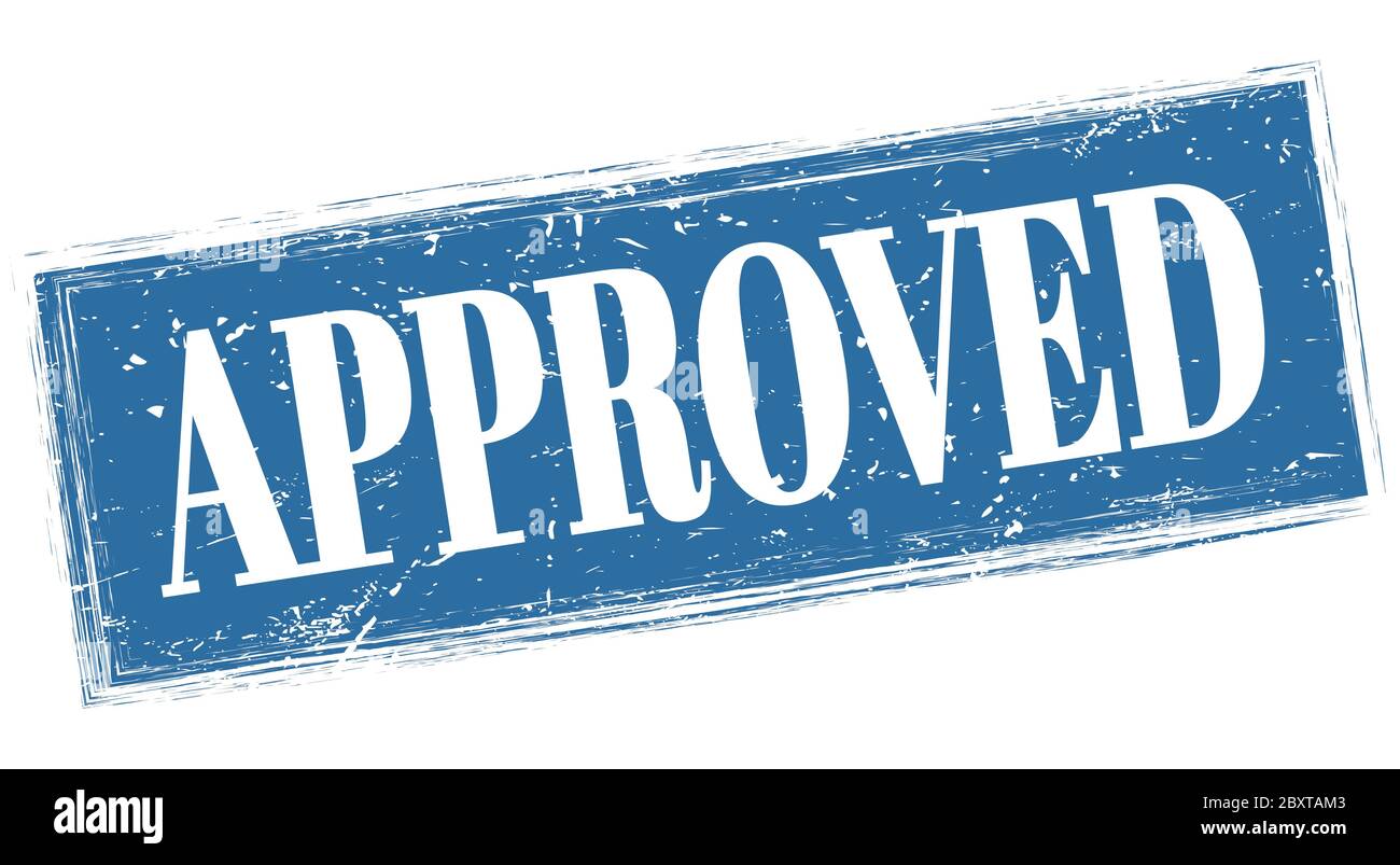 APPROVED blue rectangle stamp Stock Photo - Alamy