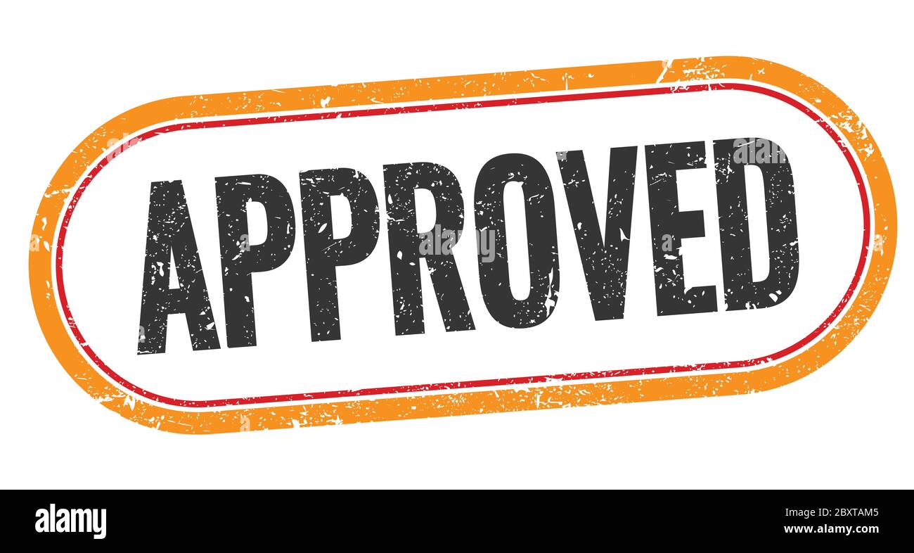 APPROVED orange black stamp Stock Photo - Alamy