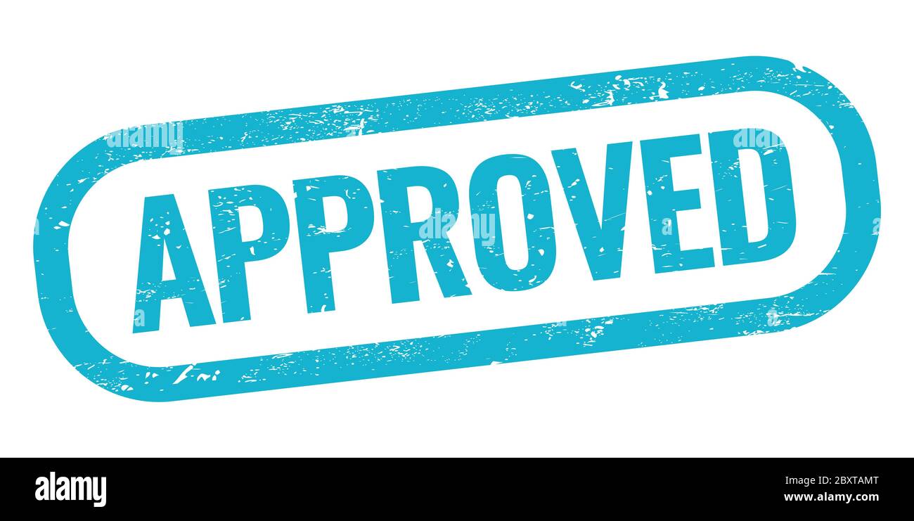 APPROVED blue grungy stamp Stock Photo - Alamy