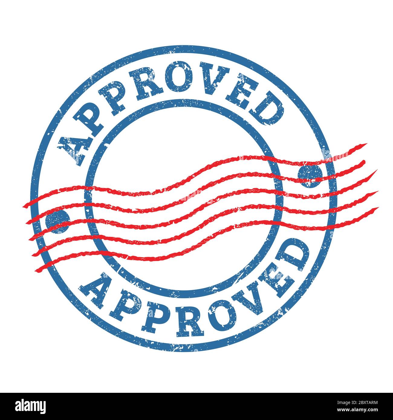 APPROVED blue red round stamp Stock Photo - Alamy