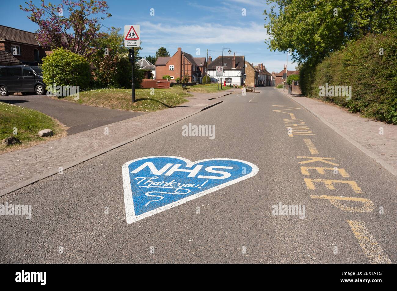 Thank you NHS in blue painted outside Cobham school closed due to ...
