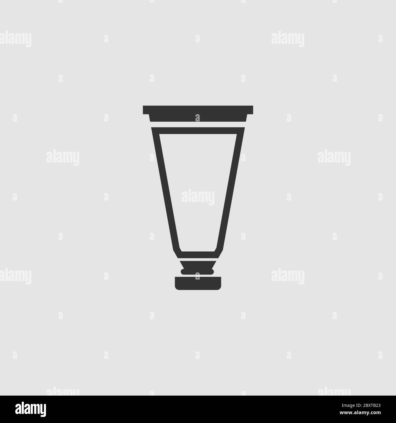 Tube container cream icon flat. Black pictogram on grey background ...