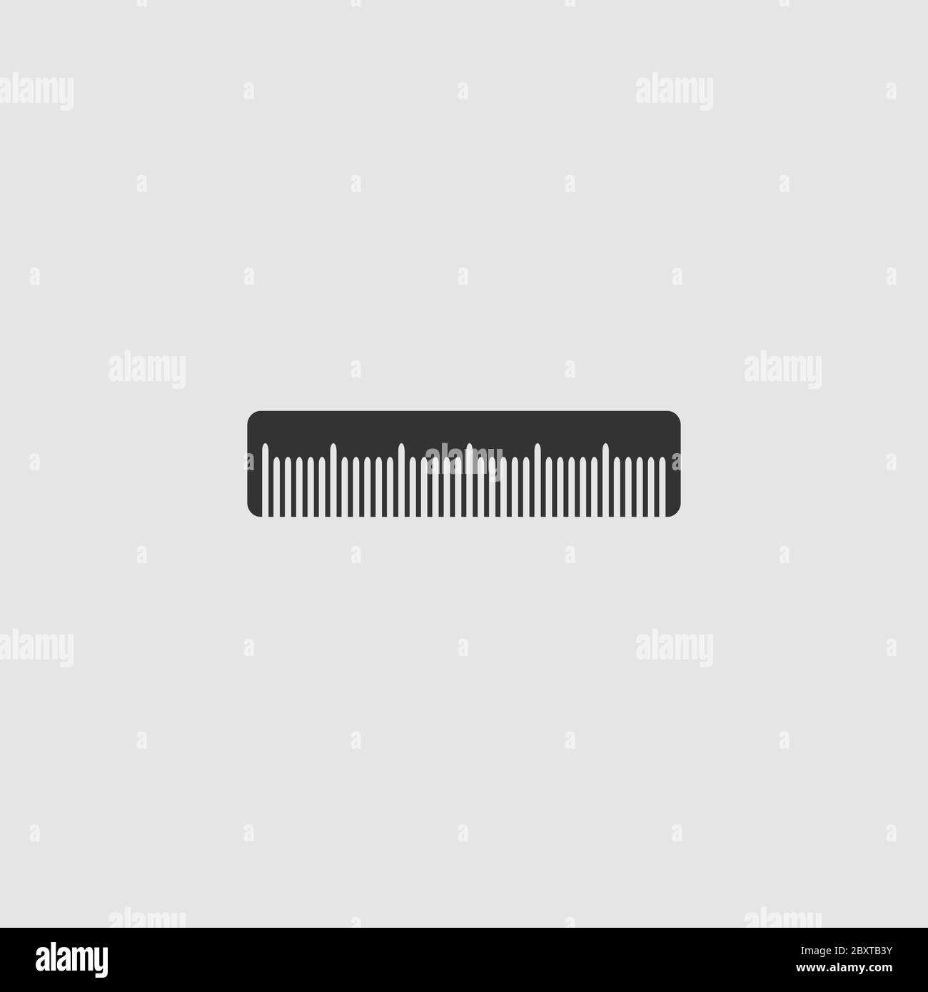Comb icon flat. Black pictogram on grey background. Vector illustration ...