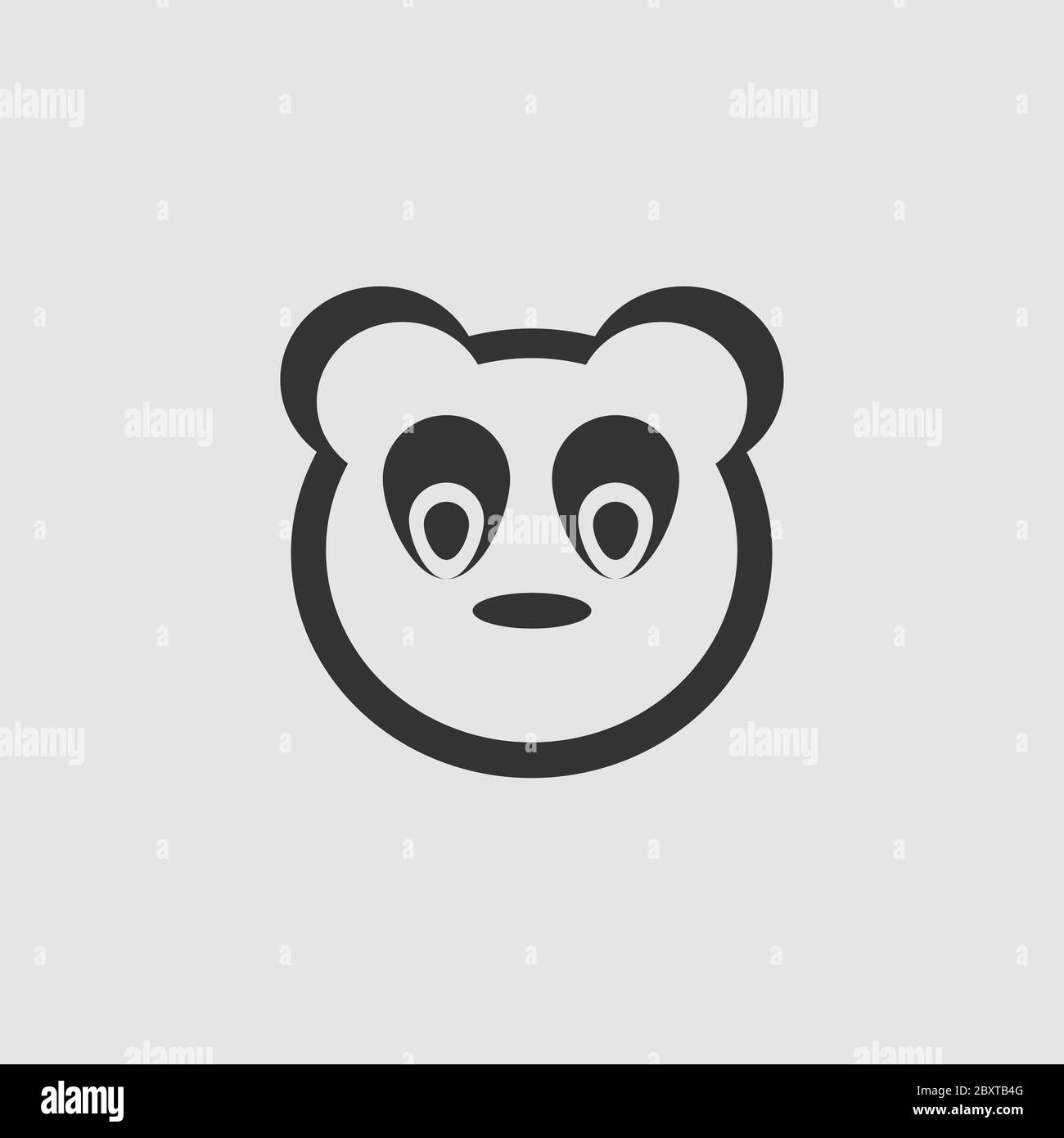 Baby panda face icon flat. Black pictogram on grey background. Vector ...