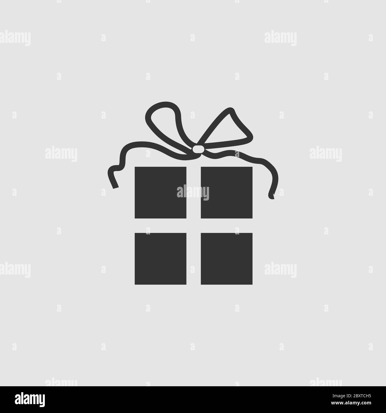 Gift icon flat. Black pictogram on grey background. Vector illustration ...