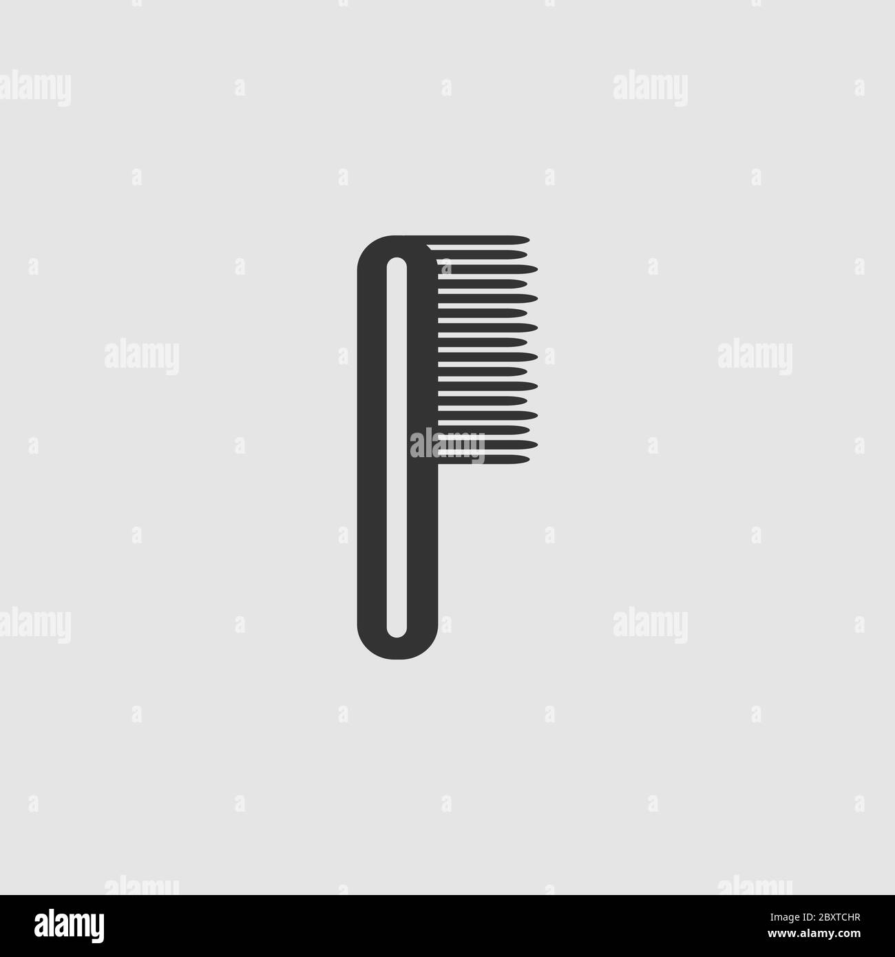 Comb icon flat. Black pictogram on grey background. Vector illustration ...