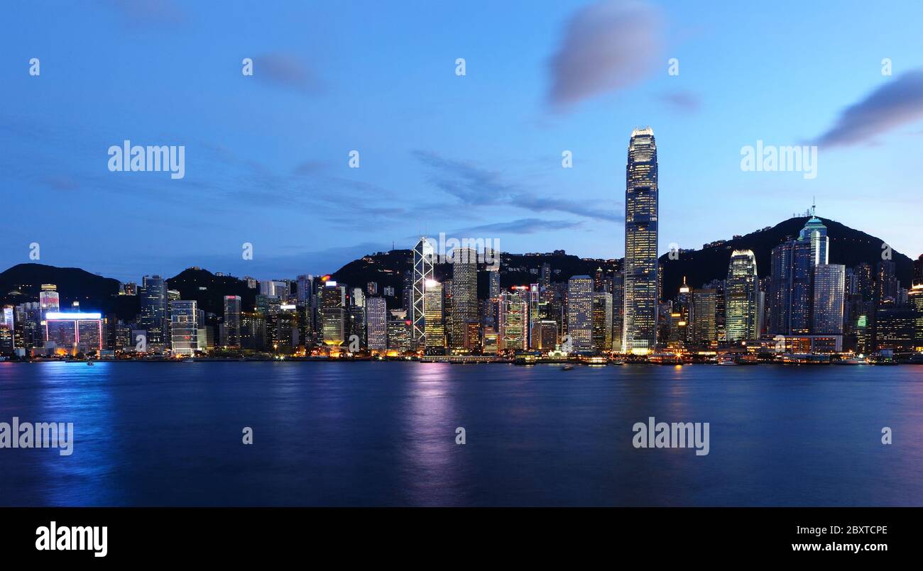Hong Kong skyline at night Stock Photo - Alamy