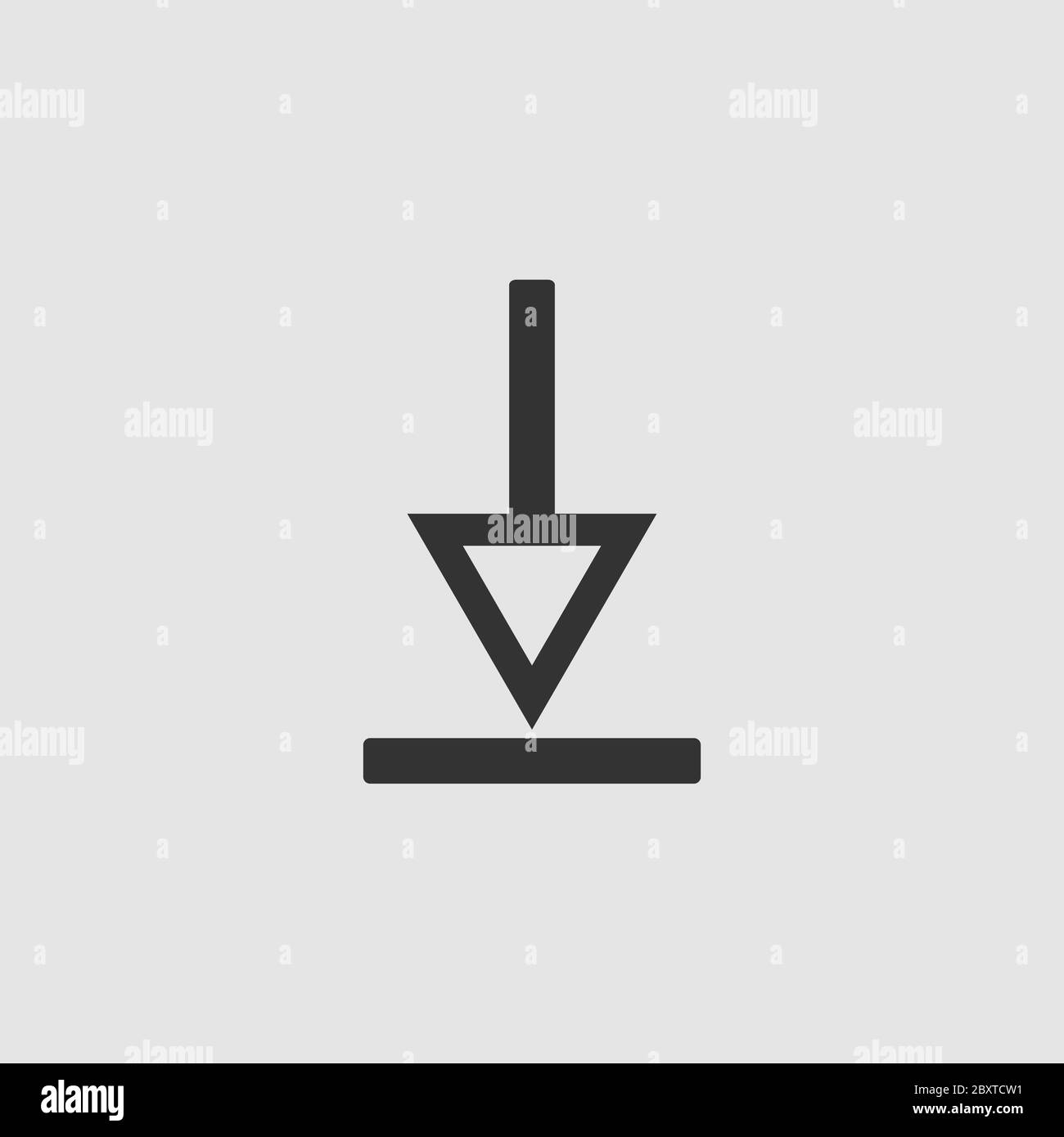 Down arrow icon flat. Black pictogram on grey background. Vector ...