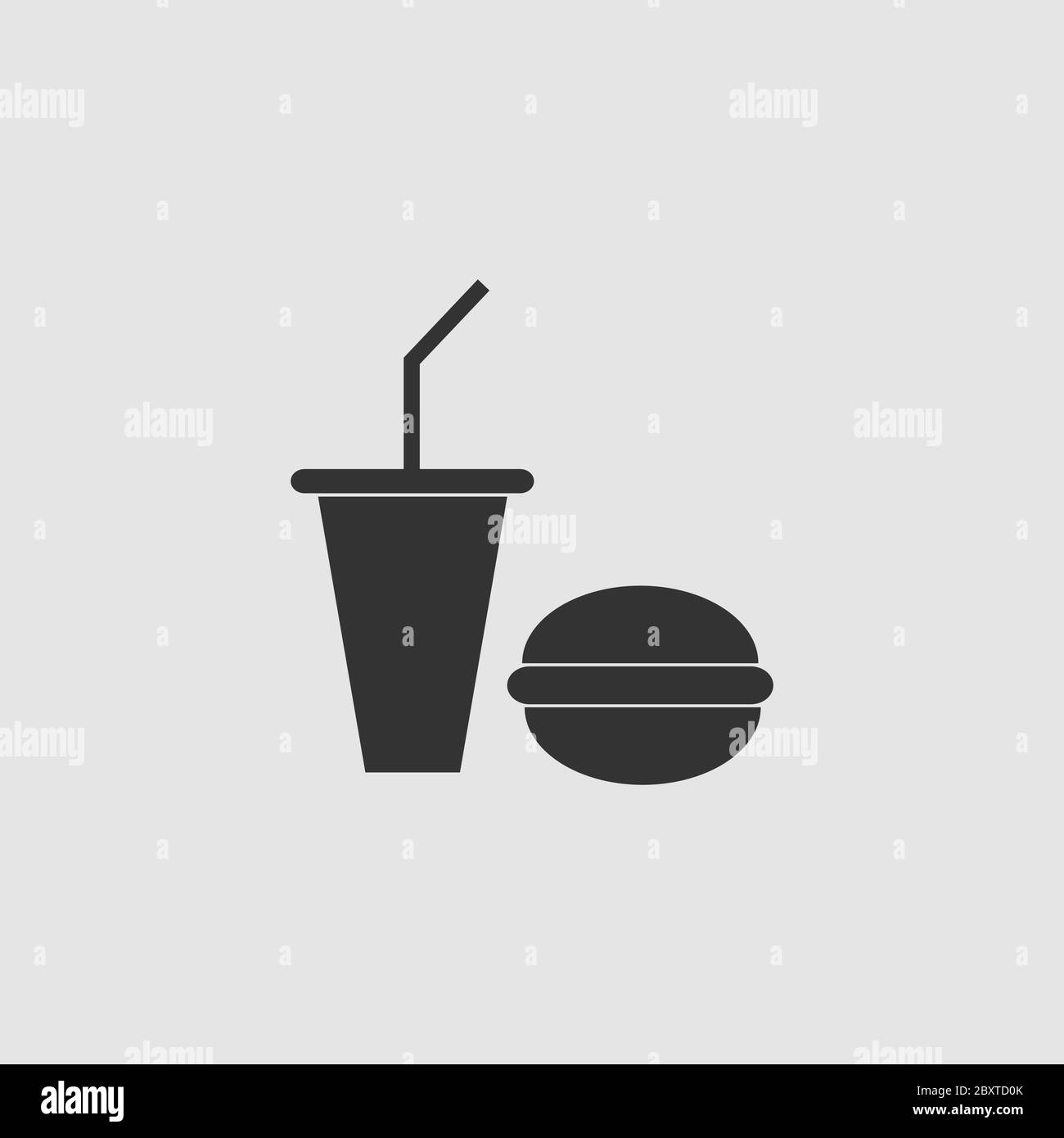 Fast food icon flat. Black pictogram on grey background. Vector ...