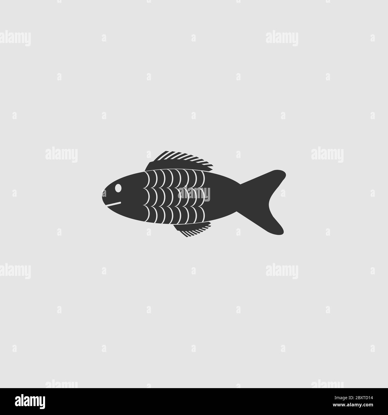 Fish icon flat. Black pictogram on grey background. Vector illustration symbol Stock Vector ...
