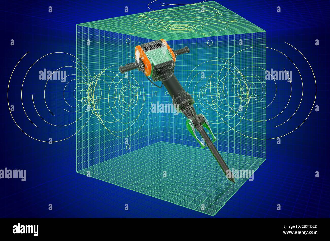 Jackhammer, pneumatic drill visualization 3d cad model, 3D rendering ...