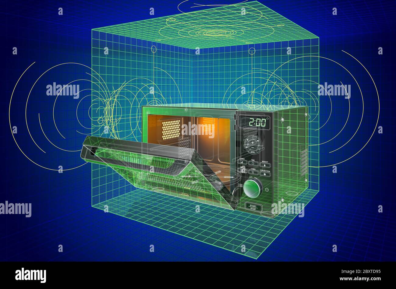 Combination oven, microwave visualization 3d cad model, blueprint. 3D ...