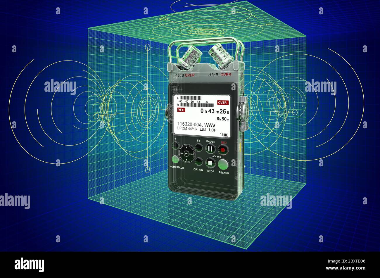 Digital voice recorder, dictaphone visualization 3d cad model ...