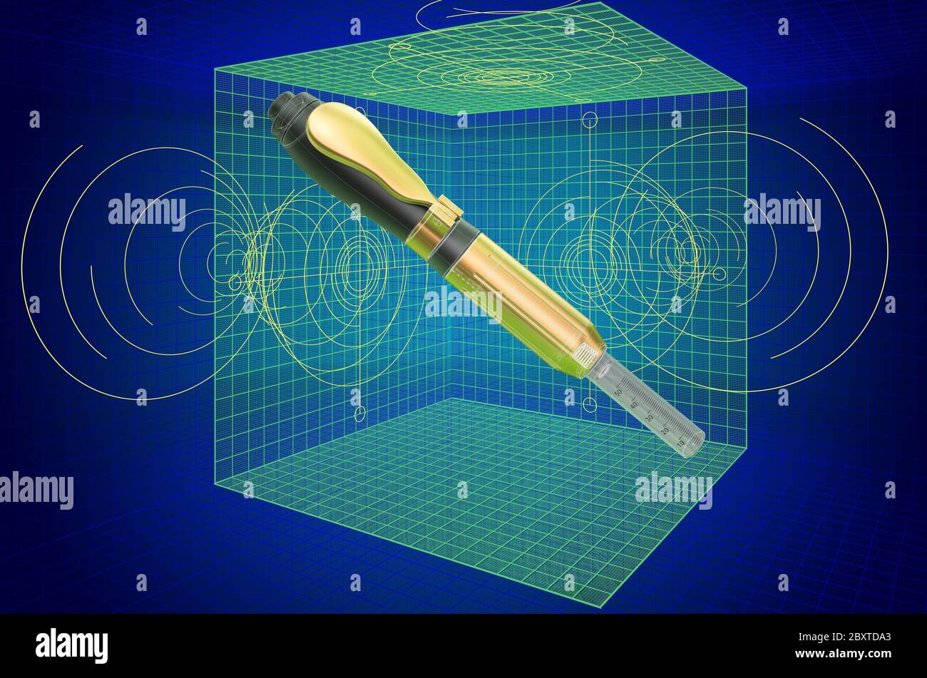 Hyaluronic pen, visualization 3d cad model, blueprint. 3D rendering ...