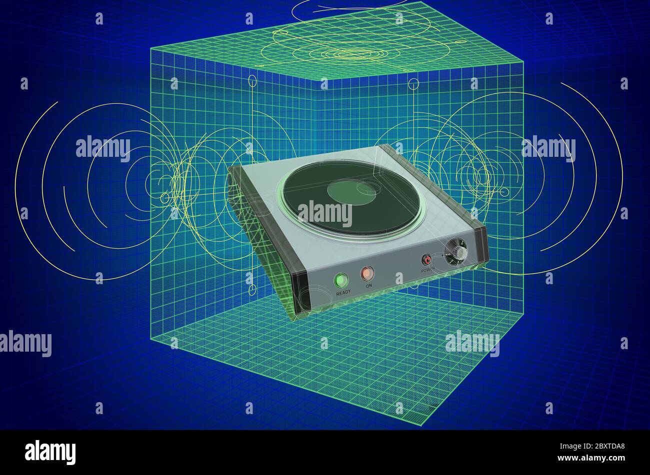Countertop Burner, visualization 3d cad model, blueprint. 3D rendering ...