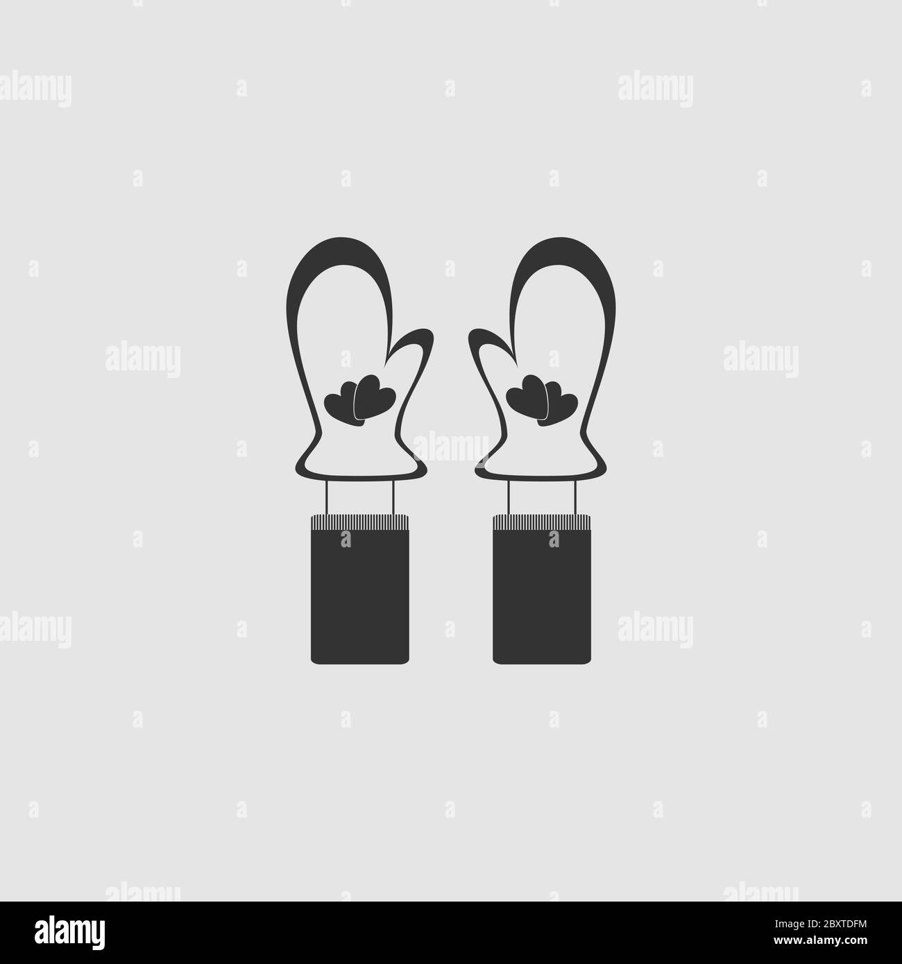 Mittens winter icon flat. Black pictogram on grey background. Vector ...