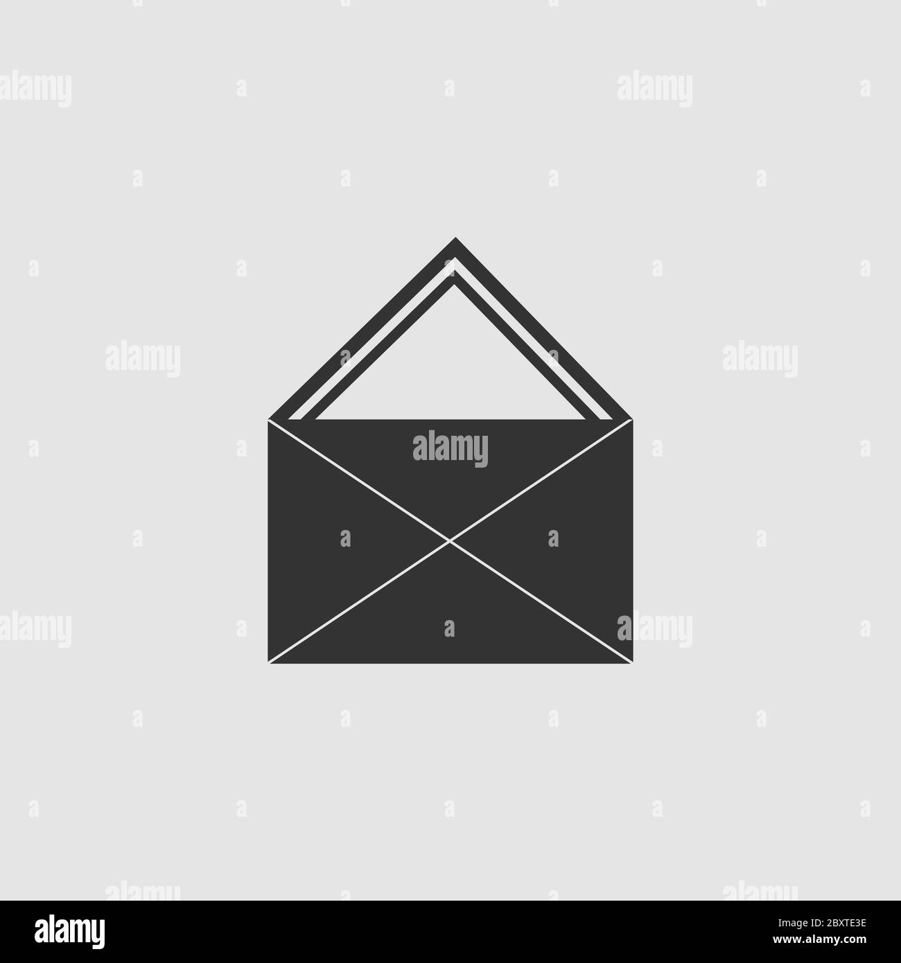 Mail icon flat. Black pictogram on grey background. Vector illustration ...