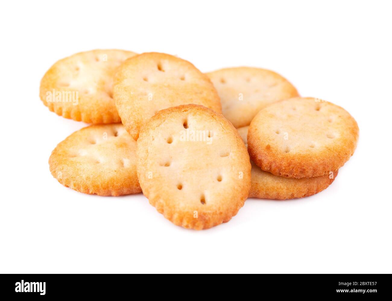 Stack round cracker isolated on white background. Dry cracker cookies ...