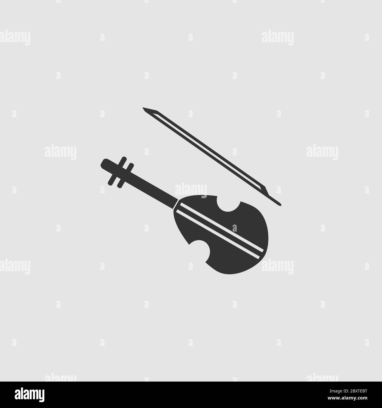 Violin icon flat. Black pictogram on grey background. Vector ...