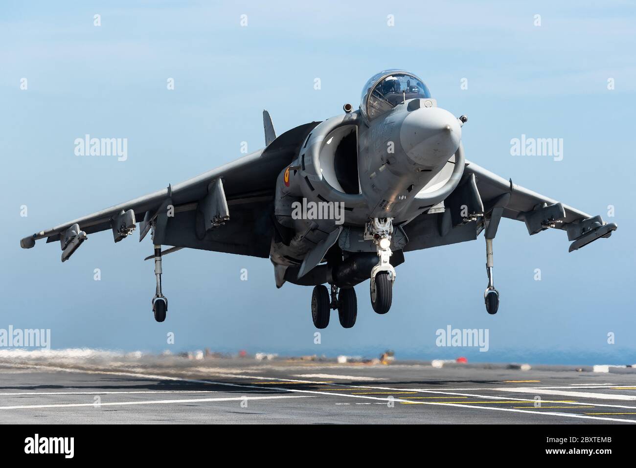 A McDonnell Douglas AV-8B Harrier II fighter jet of the Spanish navy is ...