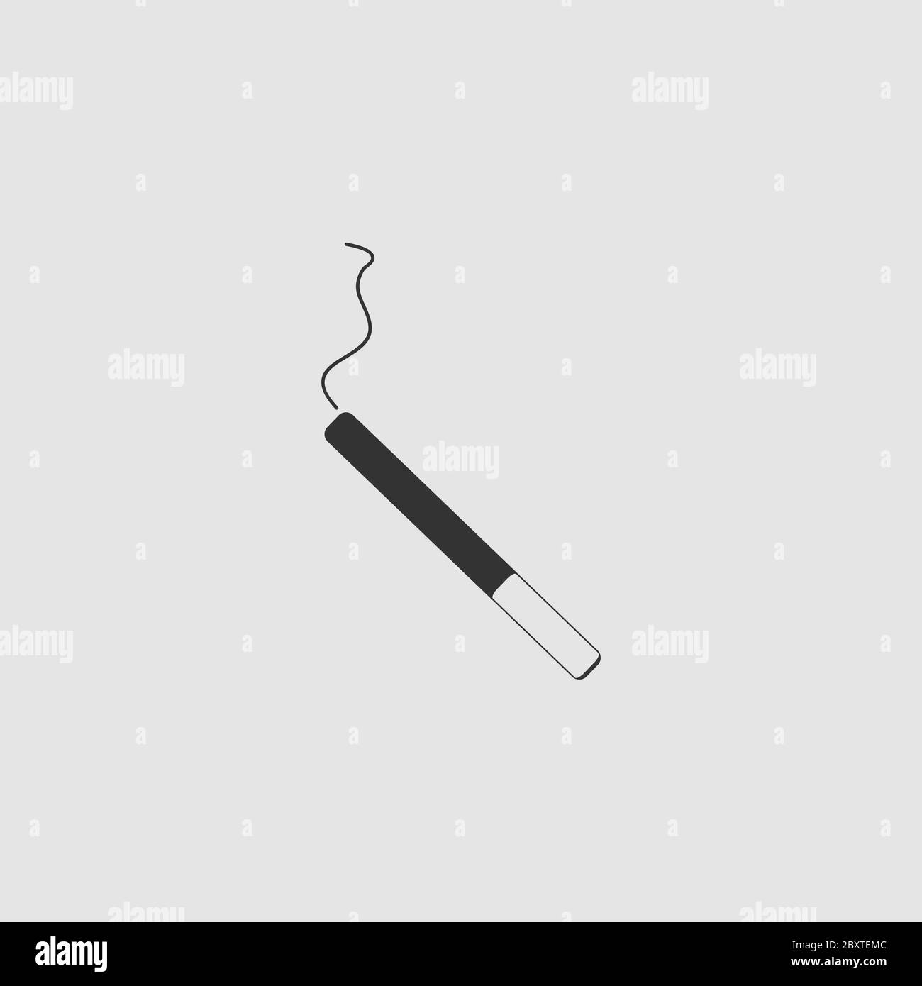 Cigarette icon flat. Black pictogram on grey background. Vector ...
