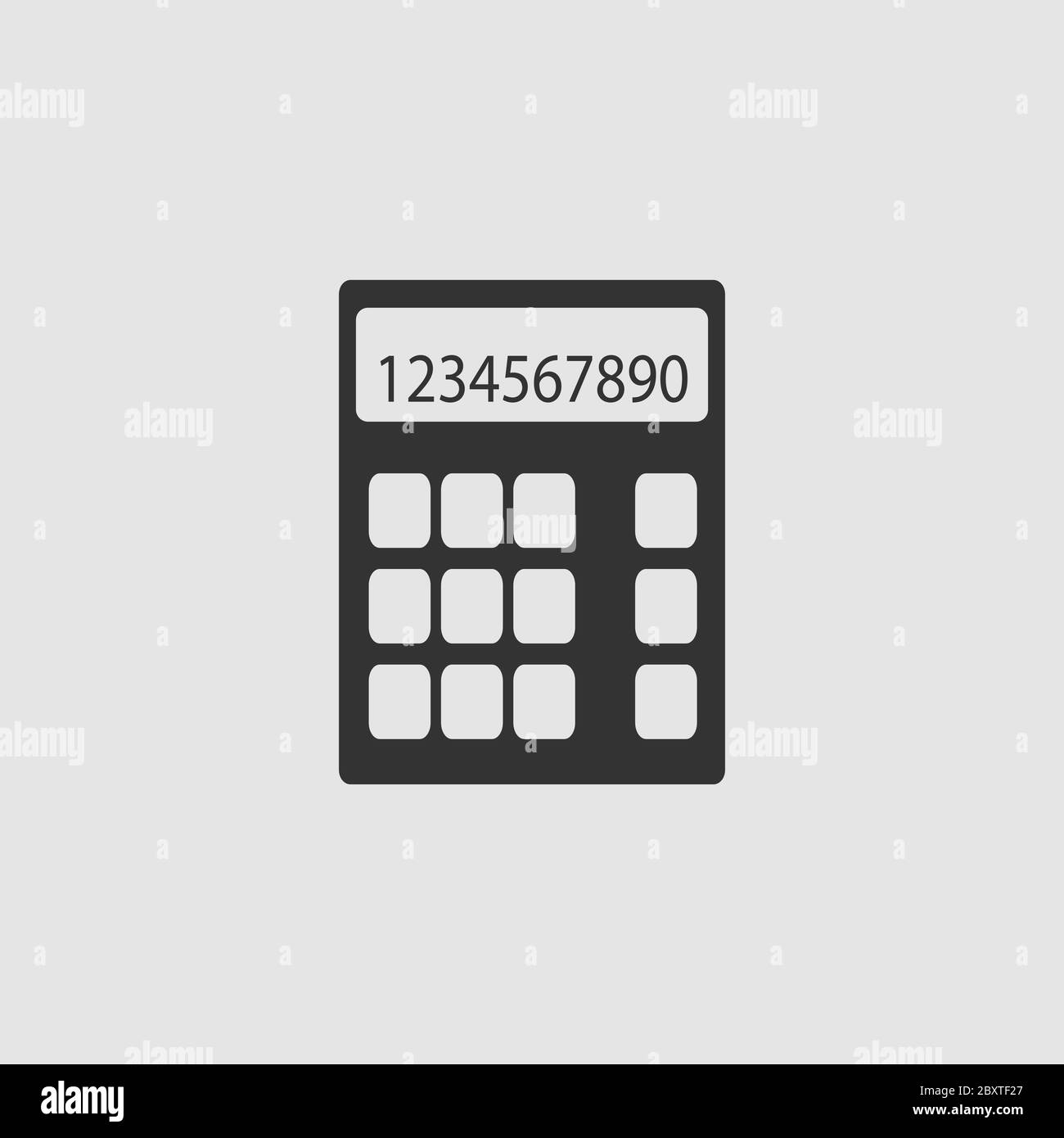 Calculator icon flat. Black pictogram on grey background. Vector illustration symbol Stock ...