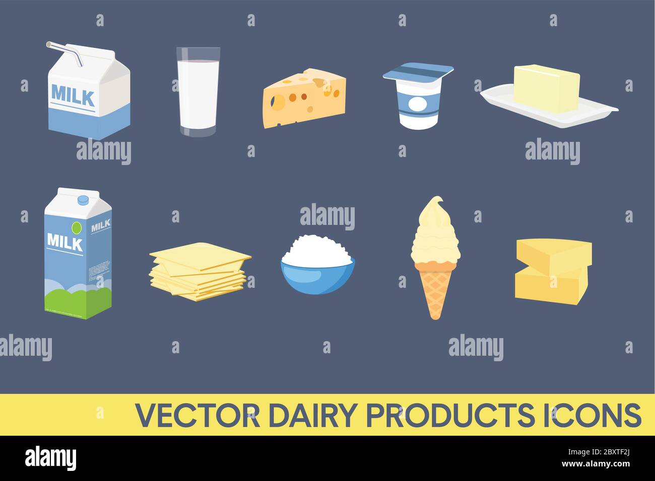 Vector Dairy Products Icon Set. Vector Illustration Stock Vector Image ...