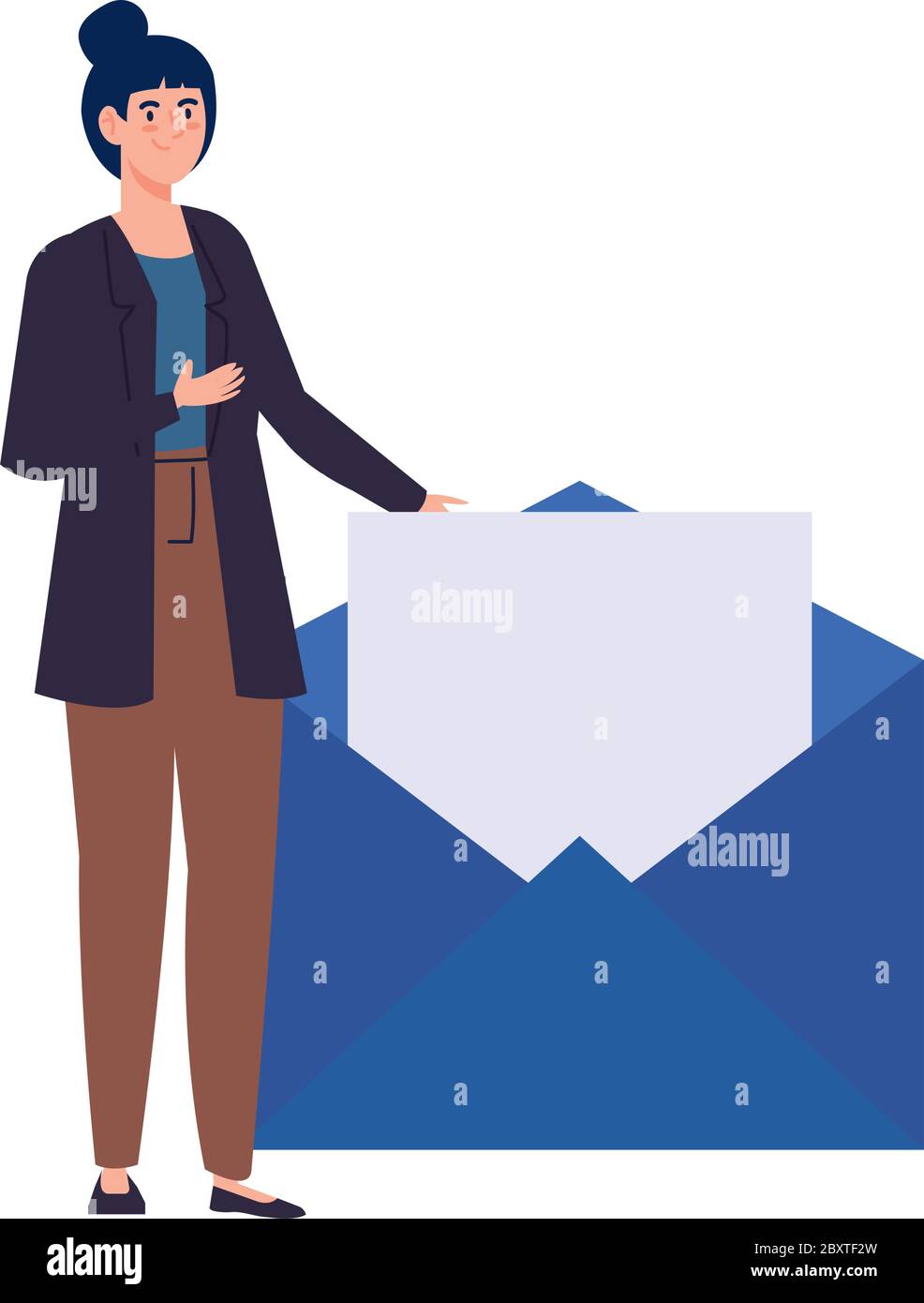 Envelope message with woman avatar vector design Stock Vector Image ...