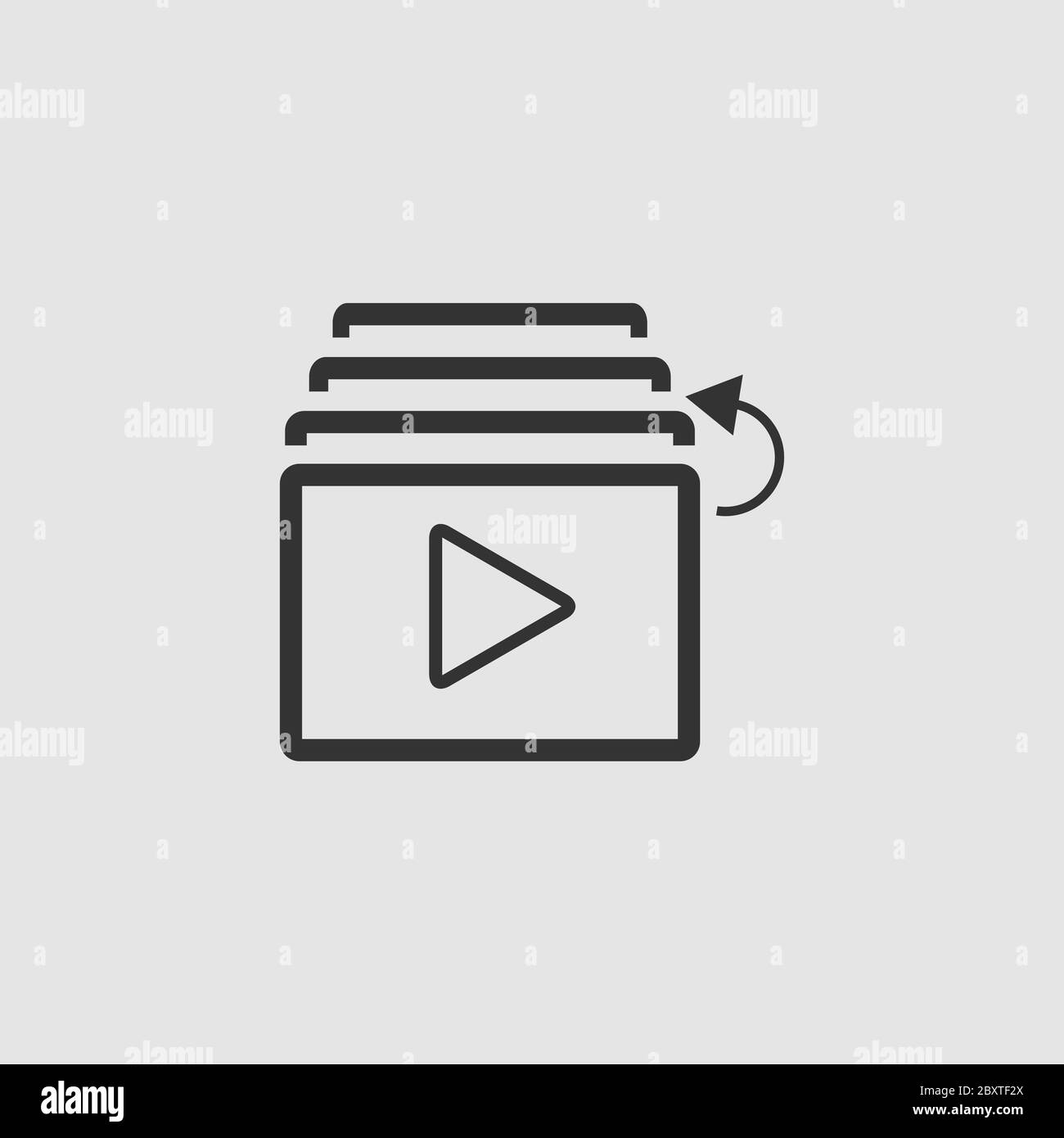 Playlist icon flat. Black pictogram on grey background. Vector ...