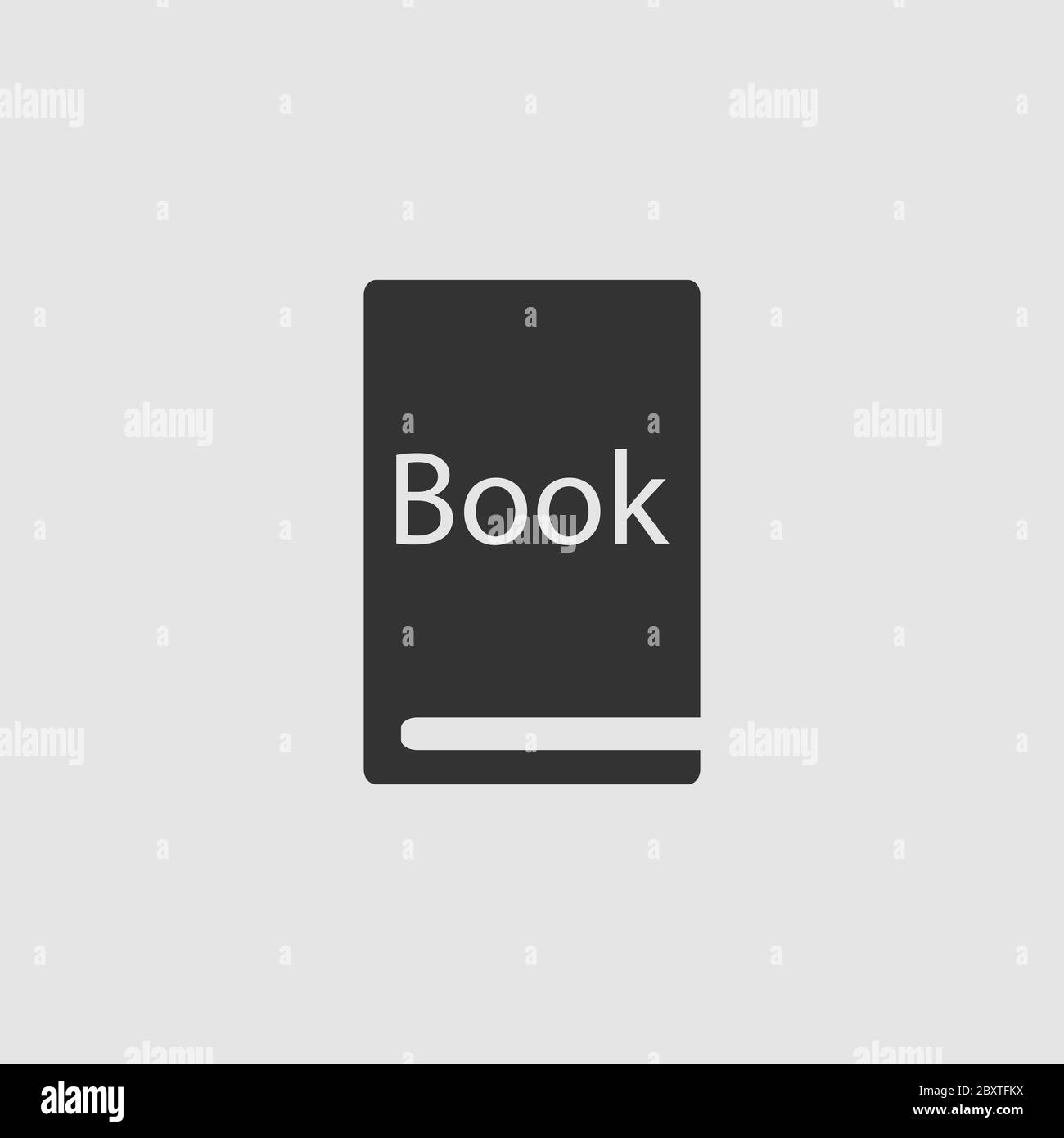 Book icon flat. Black pictogram on grey background. Vector illustration ...