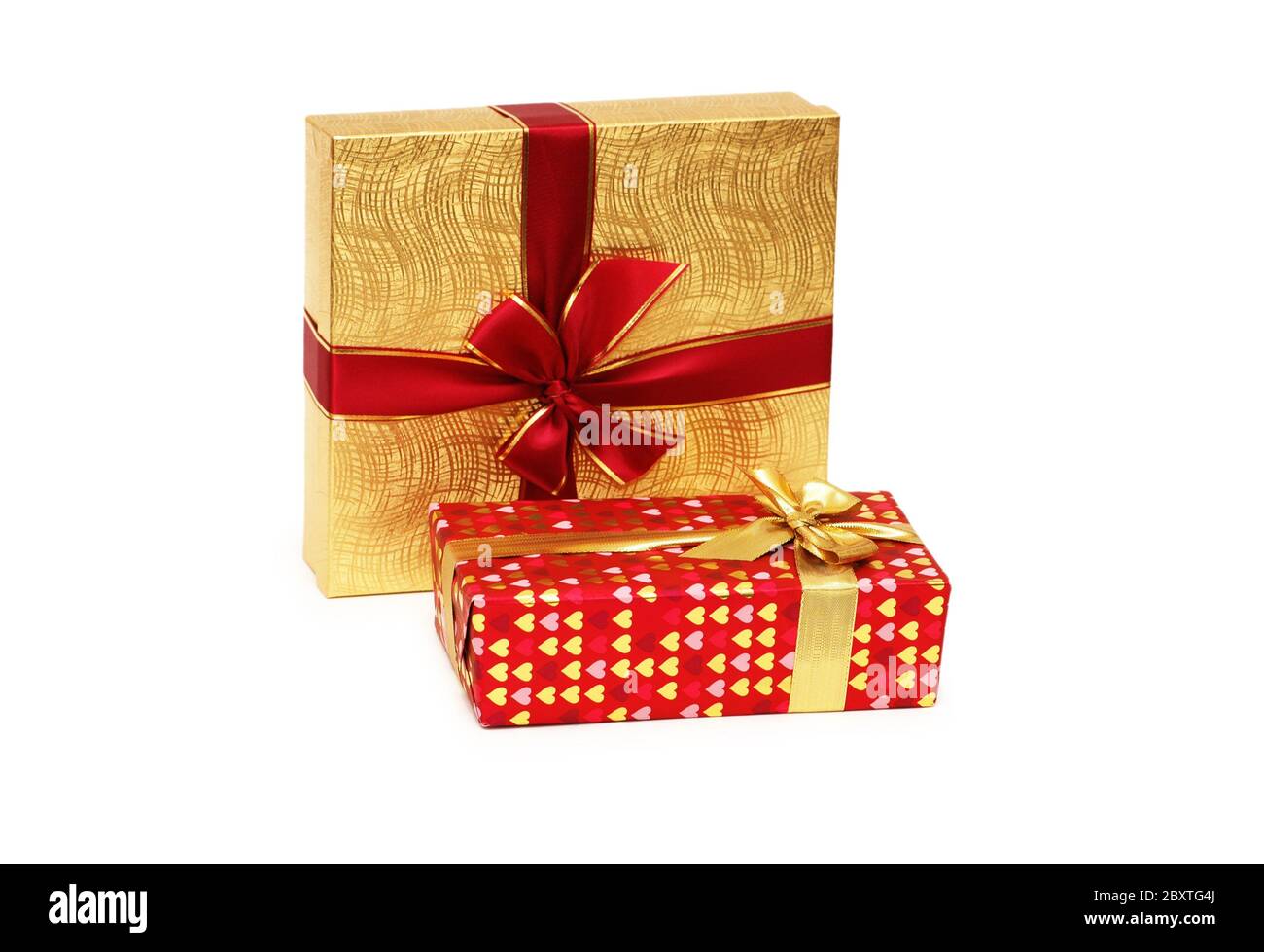Two gift boxes isolated on white background Stock Photo - Alamy