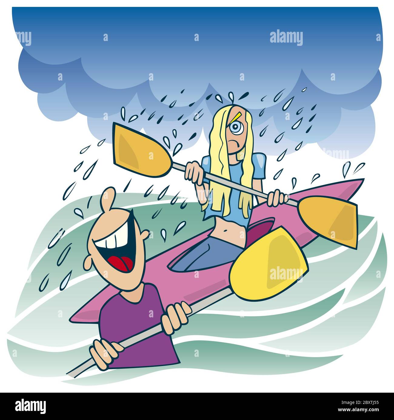 Man woman paddle kayak Cut Out Stock Images & Pictures - Alamy