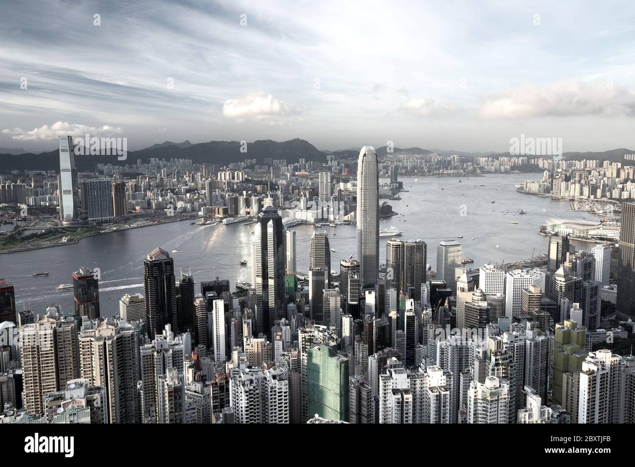 Hong Kong city in low saturation Stock Photo - Alamy