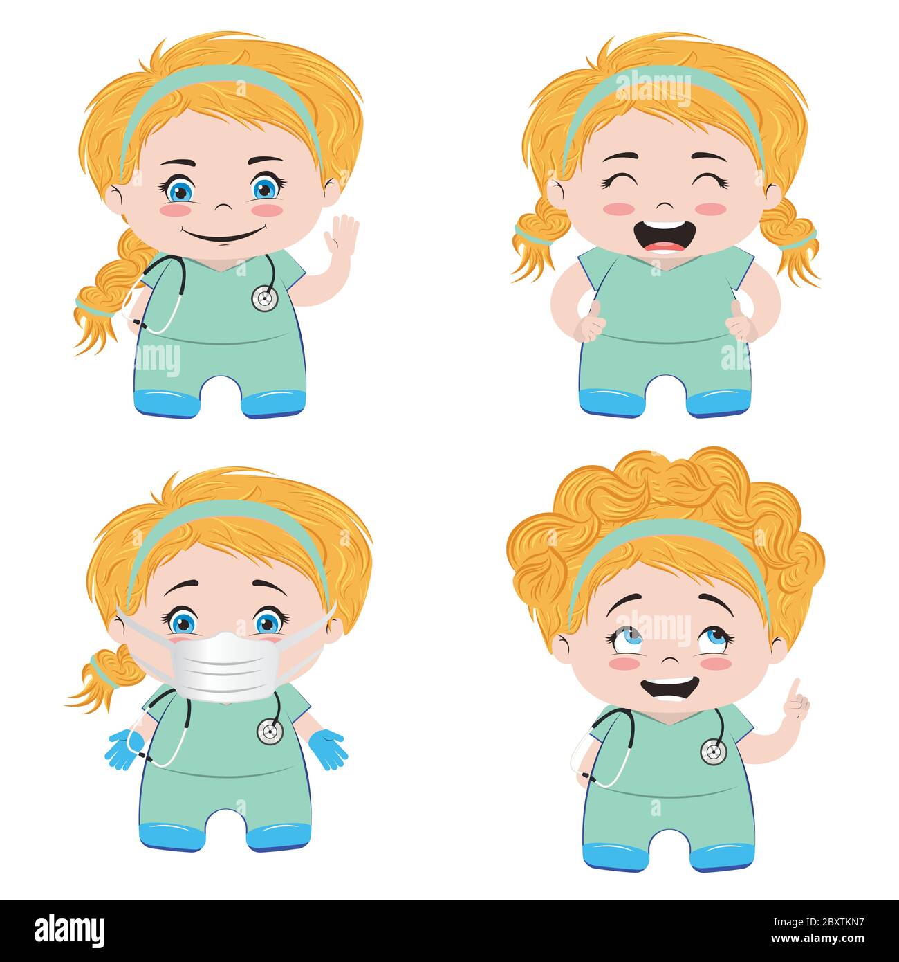 Cartoon professional female medical staff in scrubs set Stock Vector ...