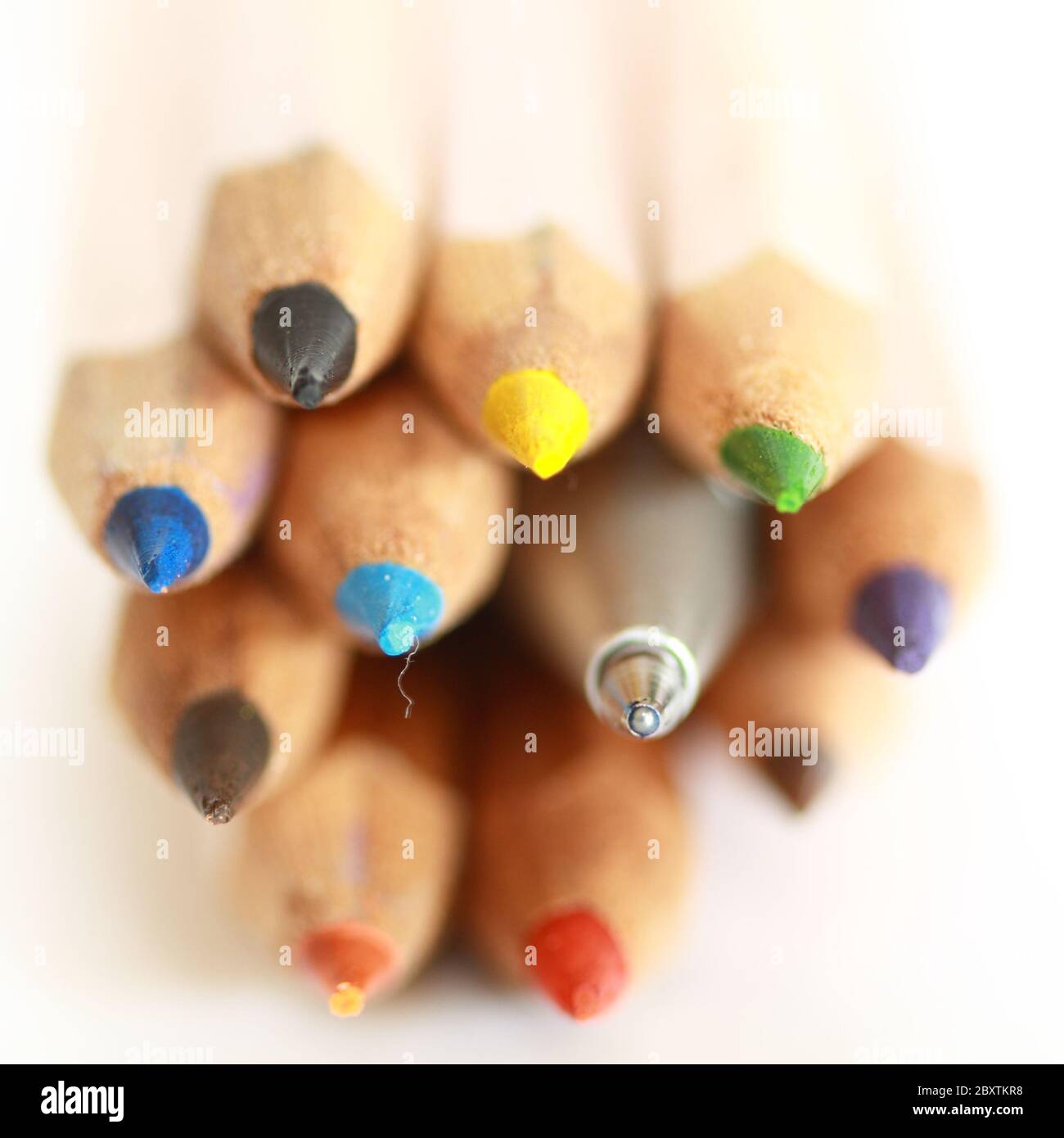 Colored pencil and ballpoint pen tips Stock Photo - Alamy