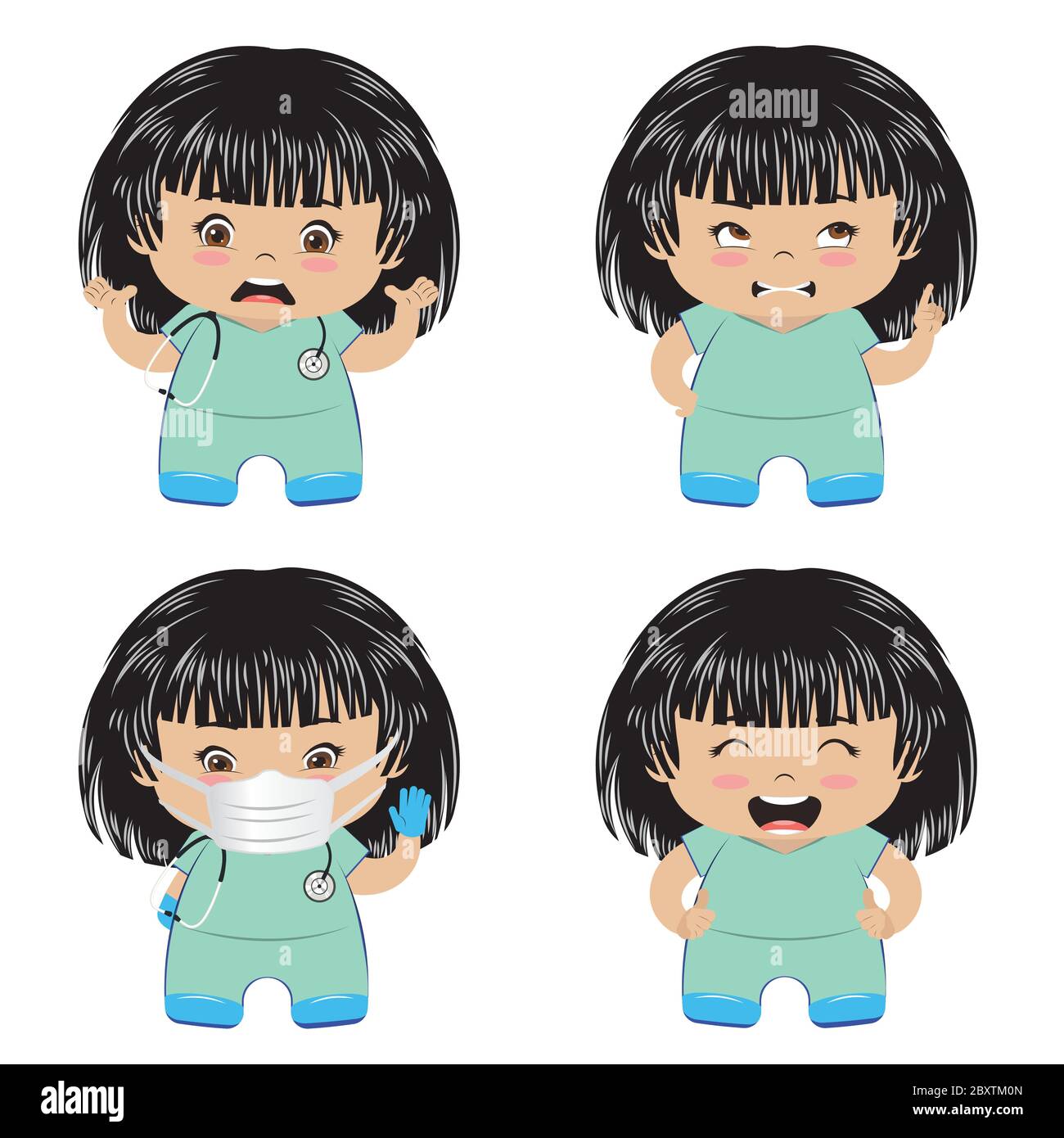 Cartoon professional female medical staff in scrubs set Stock Vector ...